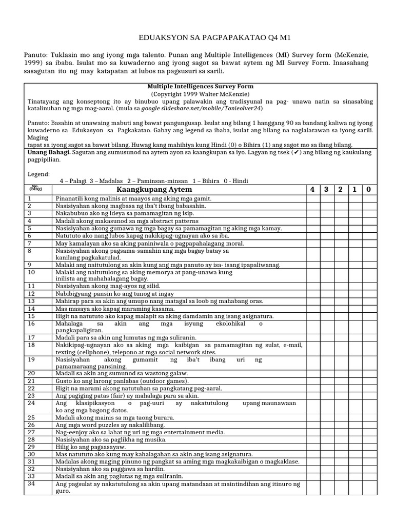 Esp 9 Q4 M1 Isagawa | PDF