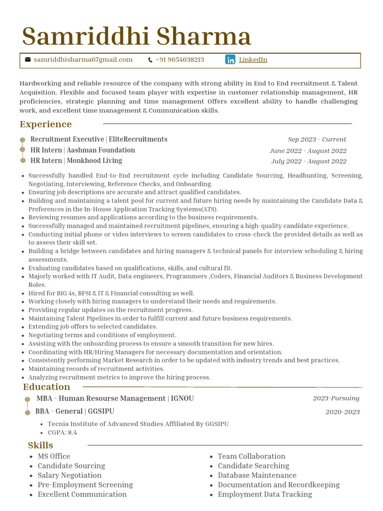 Samriddhi Sharma: Recruitment Expertise | PDF | Recruitment ...