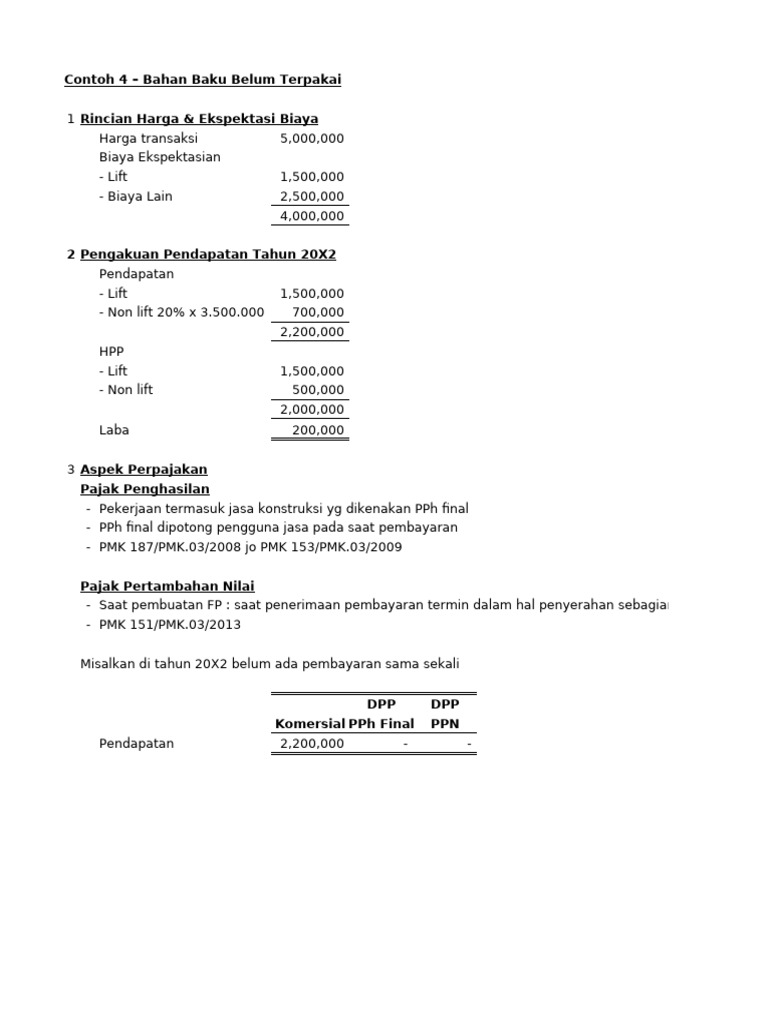 01 Contoh PSAK 72 Dampak Pajak | PDF