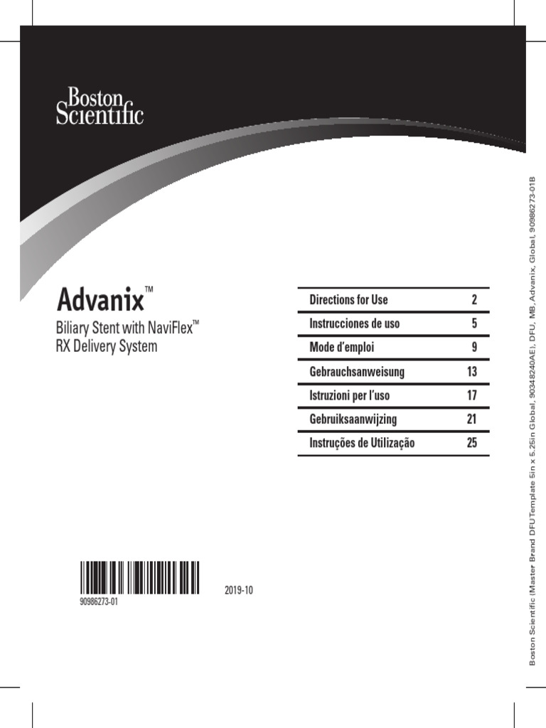 Ficha Tecnica - IFU Advanix | PDF | Stent | Catheter