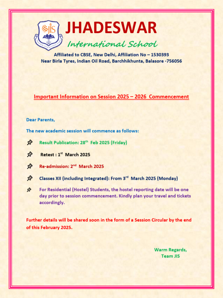 Important Information On Session 25-26 Commencement | PDF