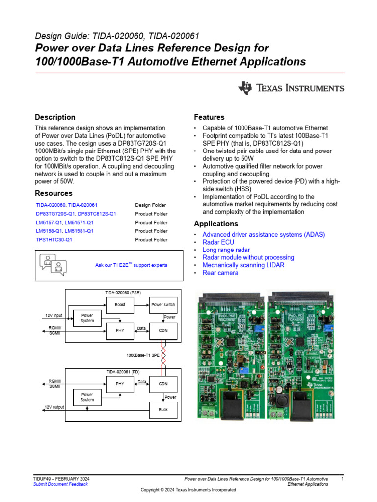 Power over Data Lines Reference Design for | PDF | Information And ...