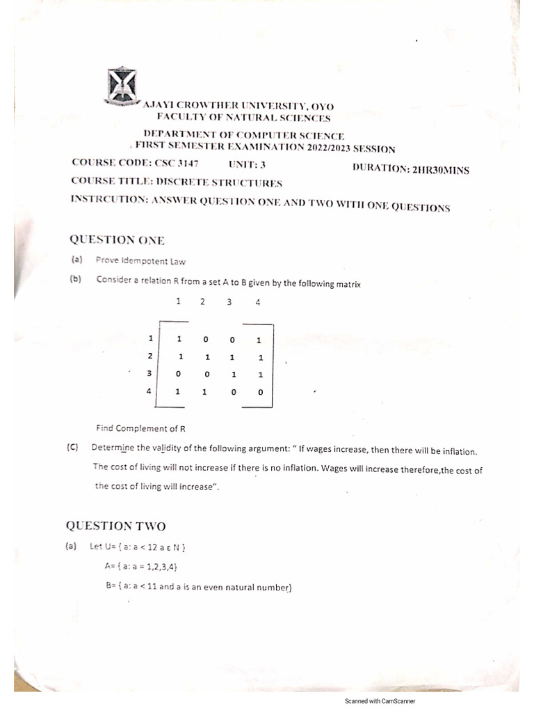 Discrete Structures - 250222 - 180117 | PDF