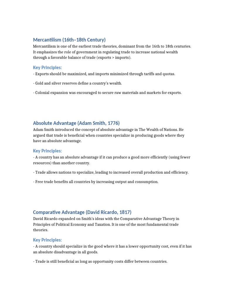 Theories of International Trade Final | PDF | Comparative Advantage | Macroeconomics
