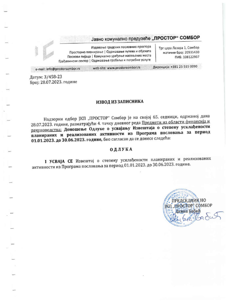 Jkp Prostor Sombor II Kvartal 2023 | PDF