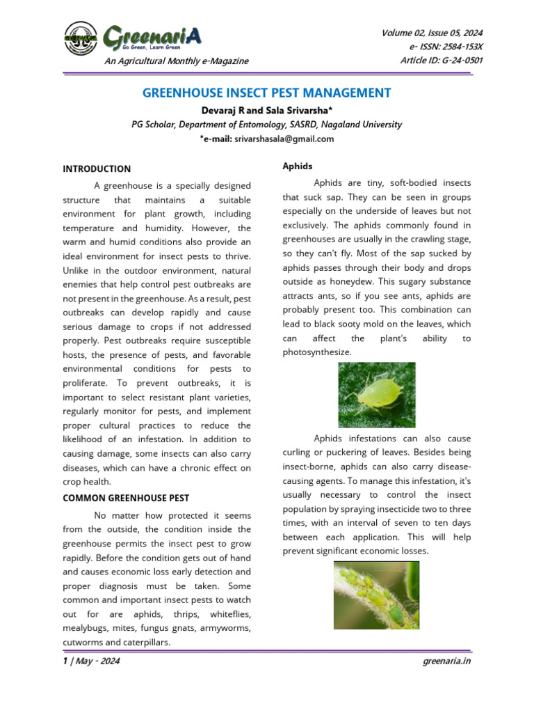 Greenhouse Insect Pest Management | PDF | Biological Pest Control ...