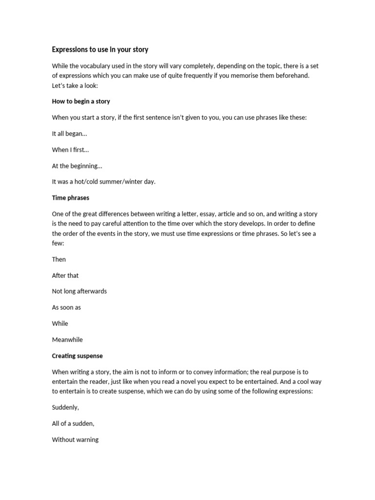 Essential Storytelling Expressions | PDF