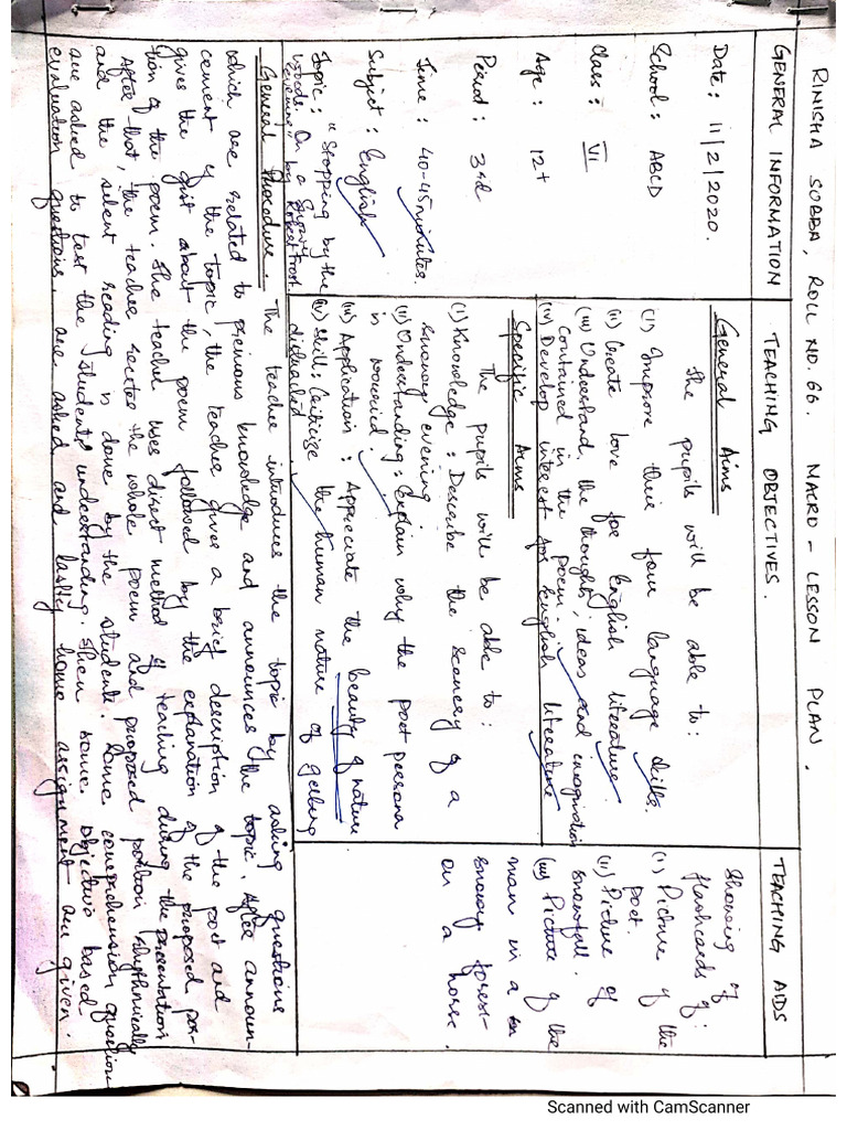 Poem Lesson Plan | PDF