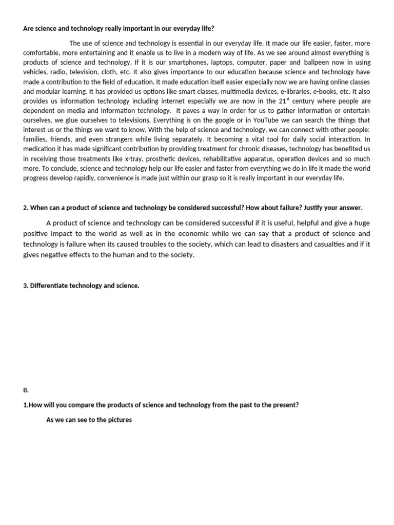 Are Science and Technology Really Important in Our Everyday Life | PDF ...