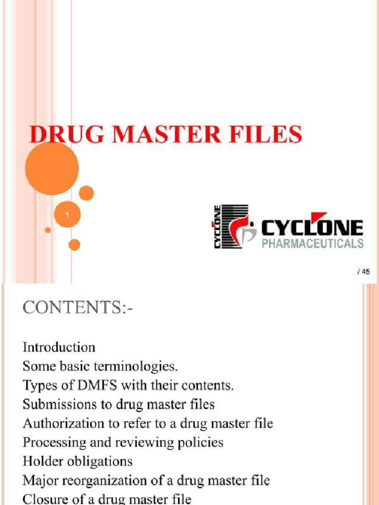 Drug Master Files in the Pharmaceutical Industry 1742778780 | PDF