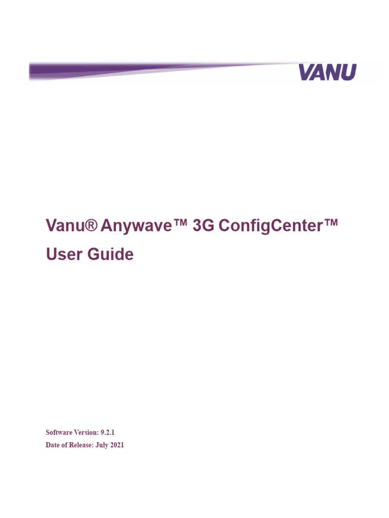 Vanu Anywave ConfigCenter User Guide Version 9.2.1 | PDF | User ...