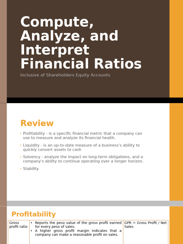 Compute Analyze and Interpret Financial Ratios 1 | PDF | Earnings Per ...