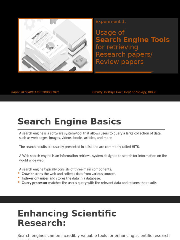 PRAC - 1 - Search Engine Tools For Retrieving Research - Review Papers ...