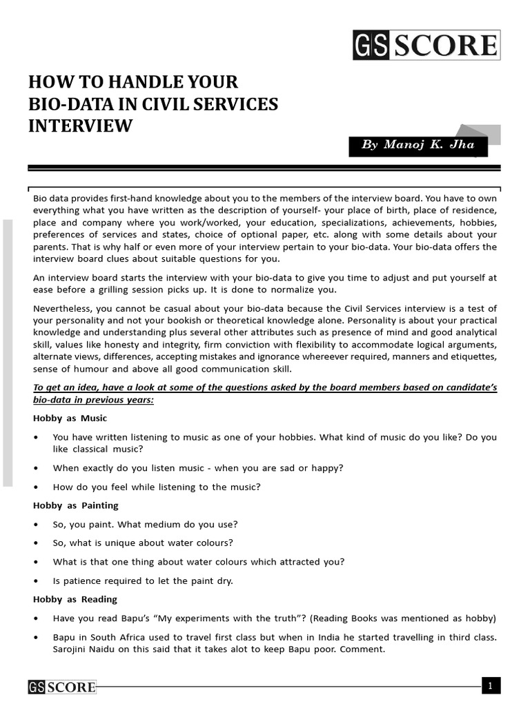 How To Handle Biodata at Interview | PDF | Knowledge | Cognition