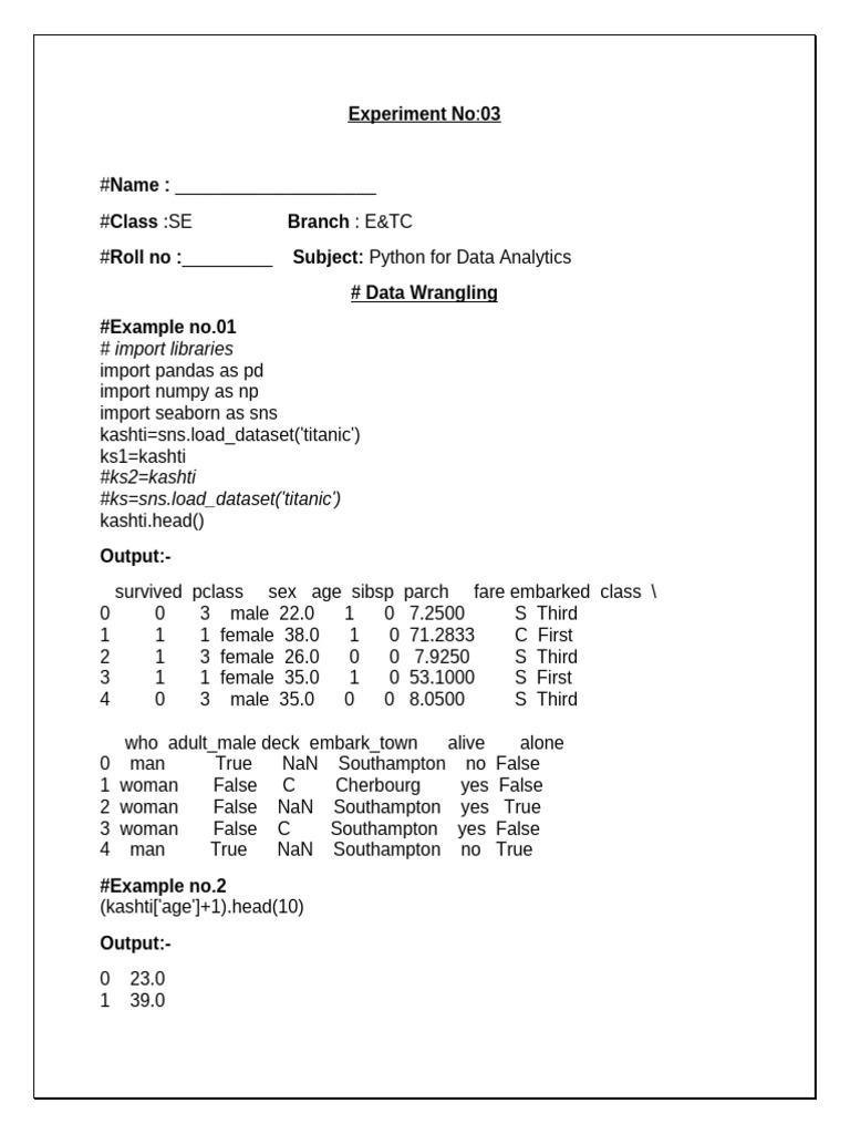 Exp 3 Data Wrangling SDK Ok | PDF | Software Engineering | Computer ...
