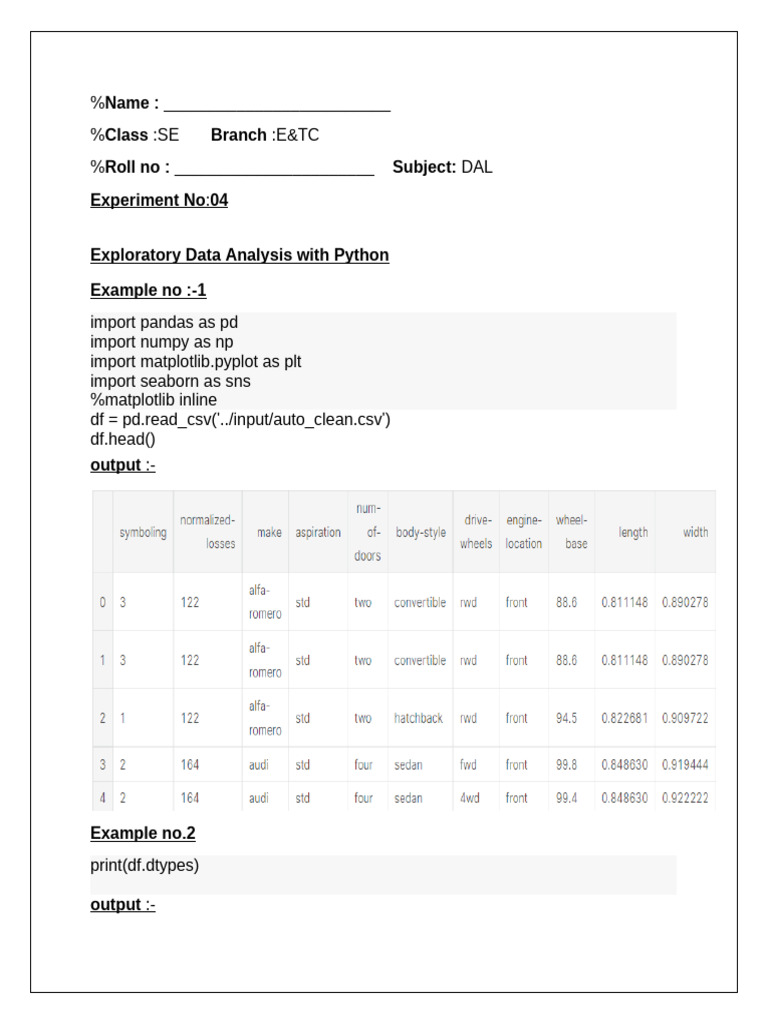 Exp 5 Exploratory Data Analysis SDK Ok | PDF | Statistics ...
