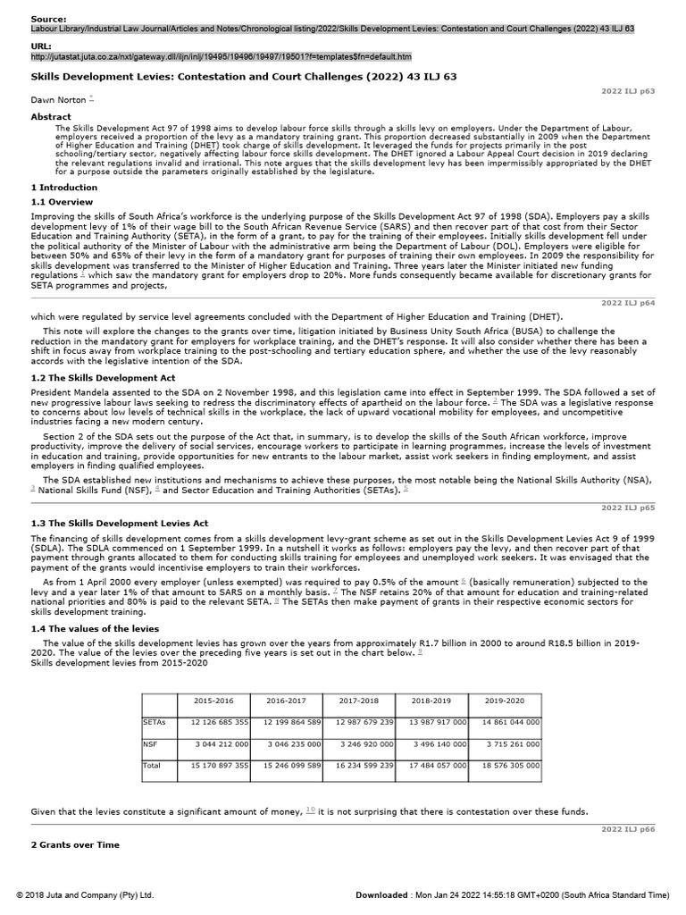 Skills Development Levies Contestation and Court Challenges 2022 | PDF ...