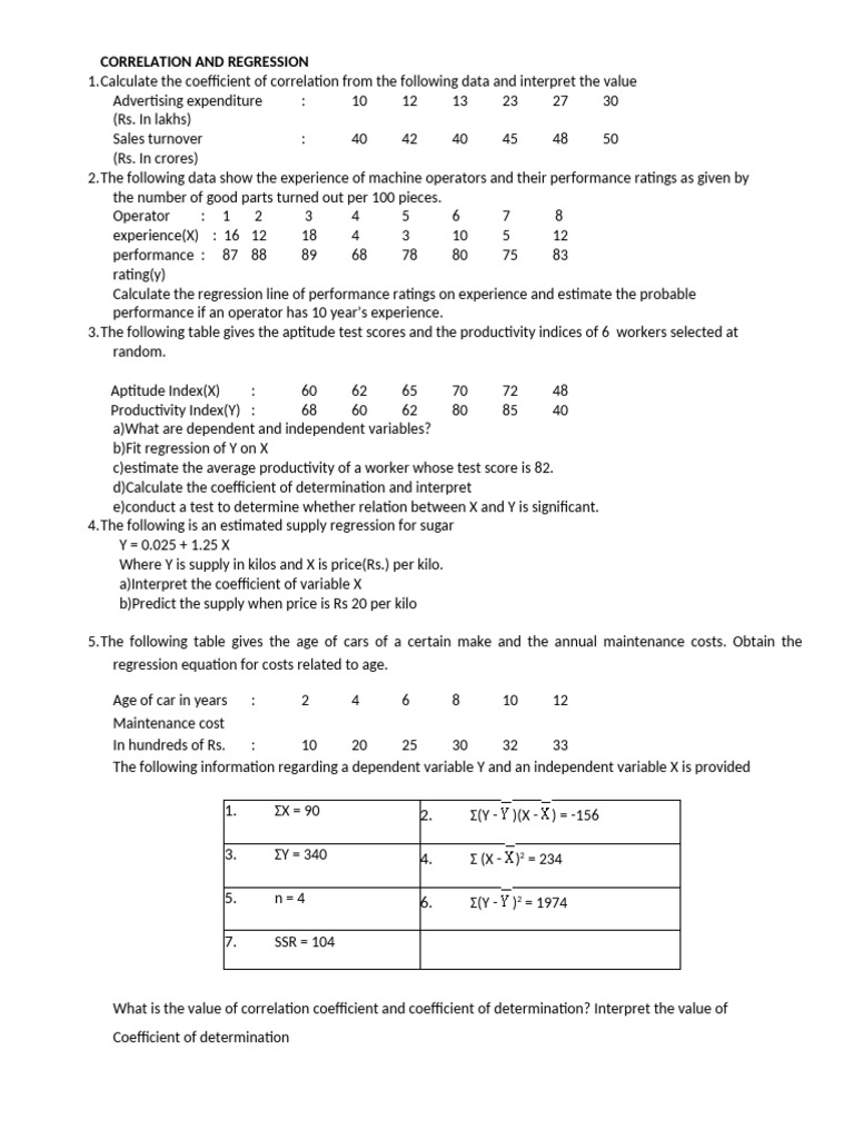 Correlation and Regression | PDF | Coefficient Of Determination | Linear Regression