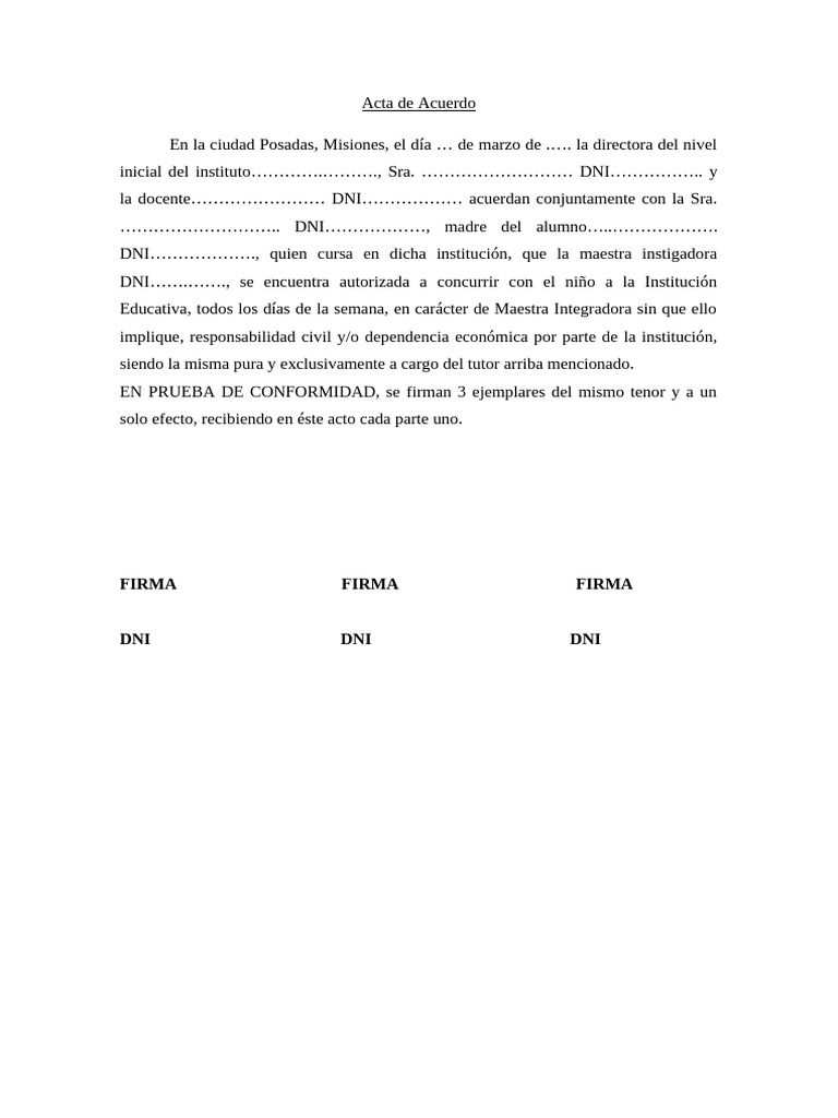 Acta de Acuerdo | PDF