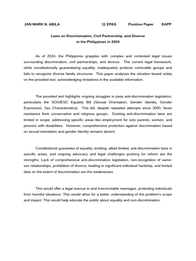 JAN MARK - Position Paper | PDF