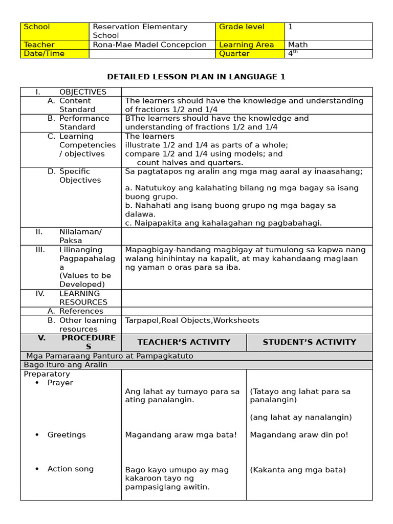 Revised Lesson Plan Rona | PDF