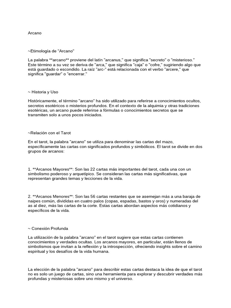 Significado y Uso del Arcano en Tarot | PDF | Tarot | Arcanos Mayores