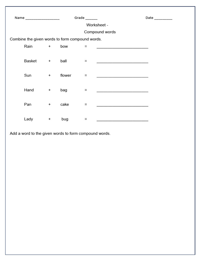 Compound Words Worksheet for Kids | PDF
