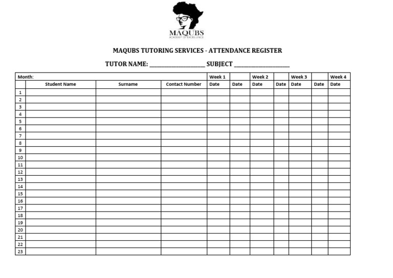 Attendance Register Template | PDF