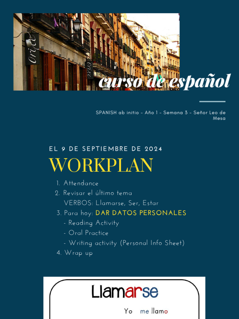 IB SPANISH Ab Initio - Year 1 - Week 3 1 | PDF