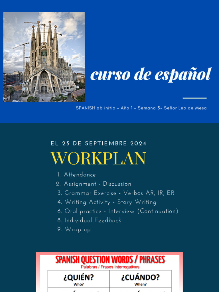 IB SPANISH Ab Initio - Year 1 - Week 5 Sept 25 | PDF