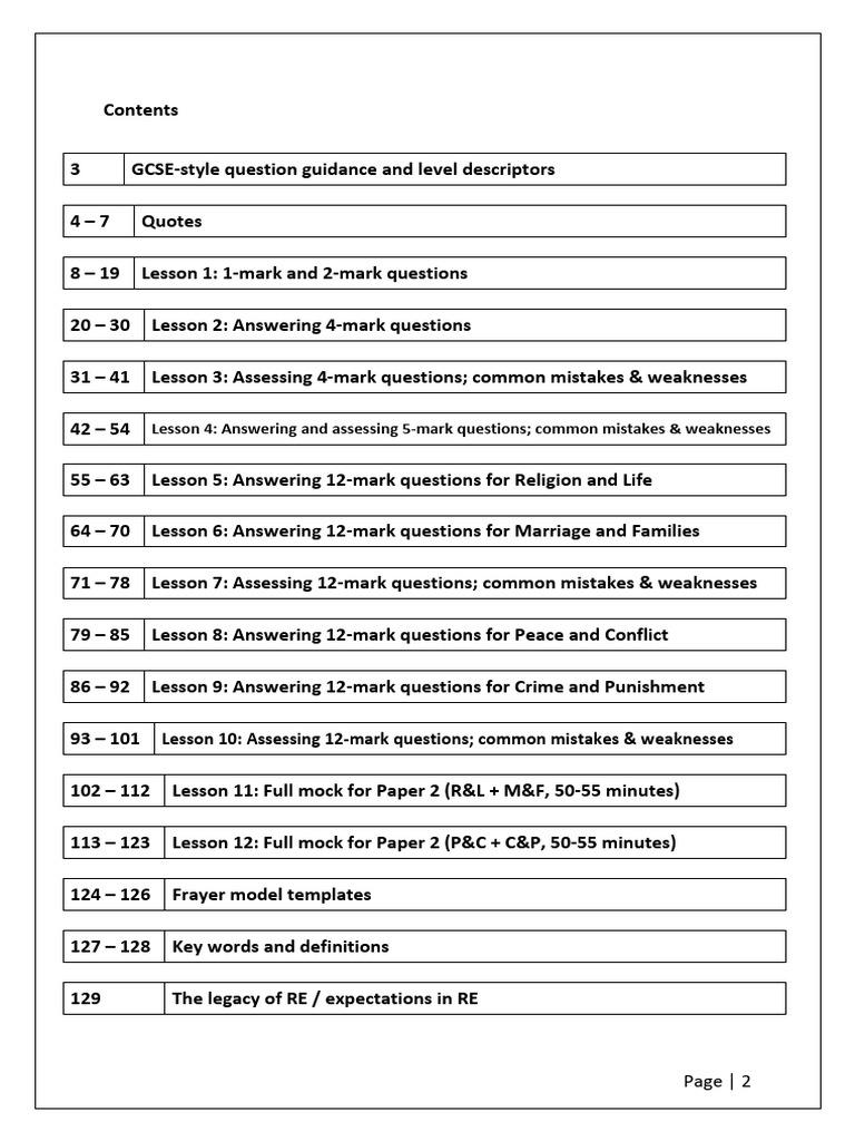 Year 11 - Religious Studies - Paper 2 GCSE RS Exam Mastery | PDF ...