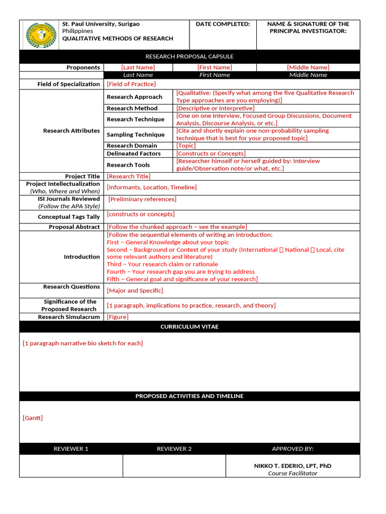 QUALI-RESEARCH-CAPSULE-TEMPLATE | PDF | Qualitative Research | Methodology