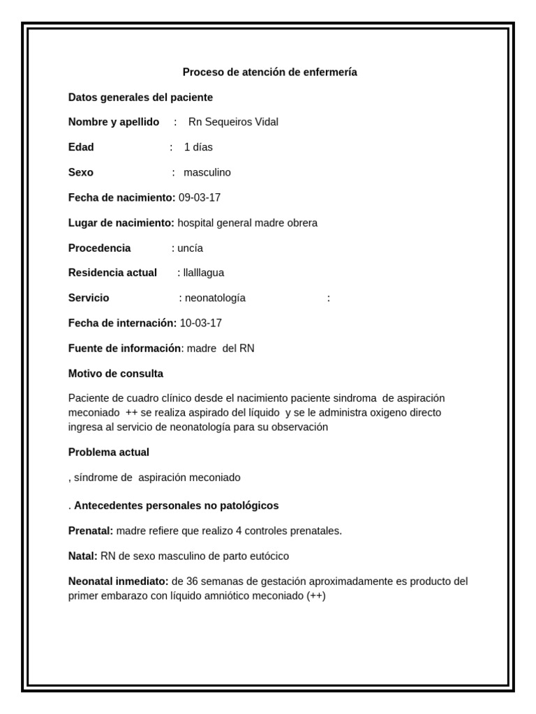 Atención de Enfermería en Síndrome de Aspiración Meconial | PDF | Parto ...