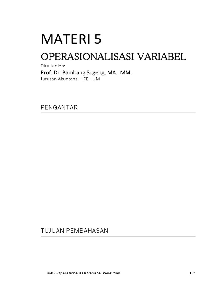 Langkah Operasionalisasi Variabel Penelitian | PDF