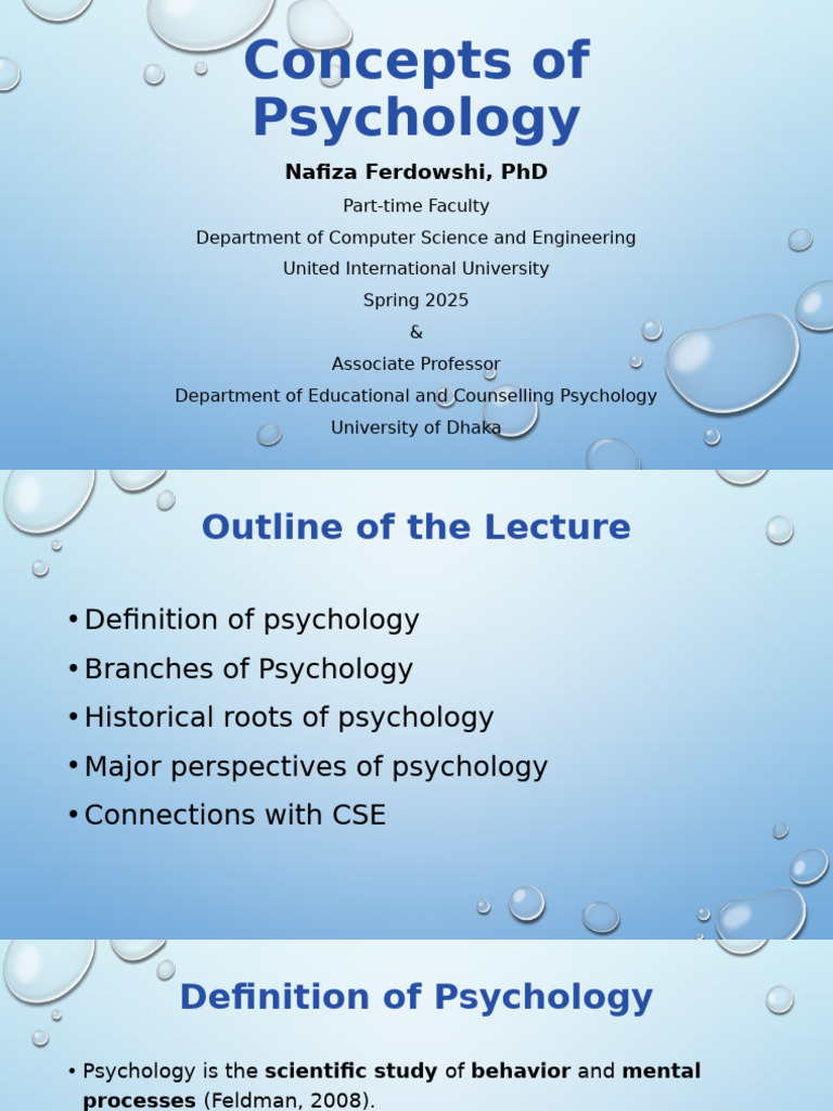 Class1-2-3 - Concepts of Psychology | PDF | Psychology | Thought