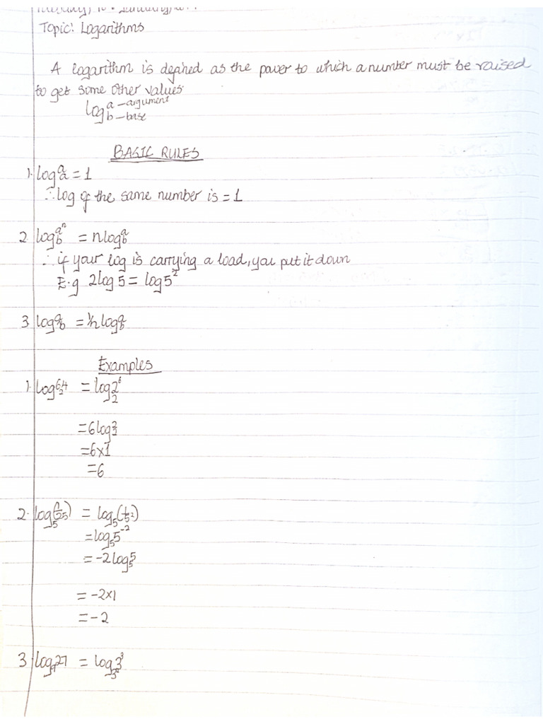 5881 - Lesson Note On Introduction To The Theory of Logarithms | PDF