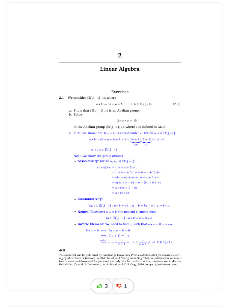 Mathematics For Machine Learning Questions | PDF | Group (Mathematics ...