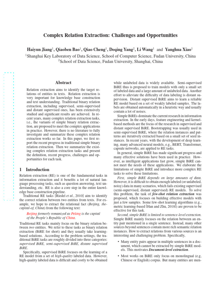 Complex Relation Extraction Overview | PDF | Machine Learning | Information
