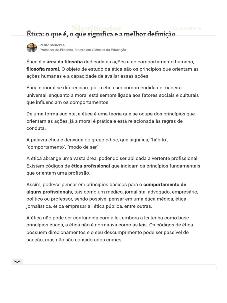 Ética - o Que É, o Que Significa e A Melhor Definição - Significados ...