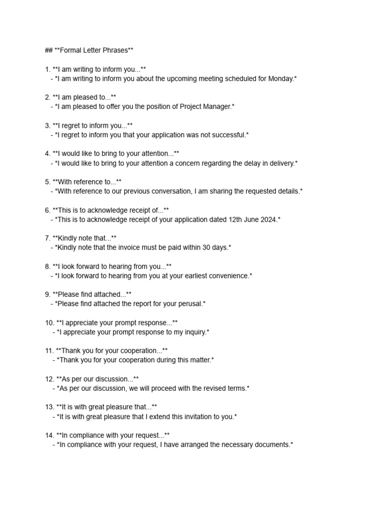 Essential Formal Letter Expressions | PDF