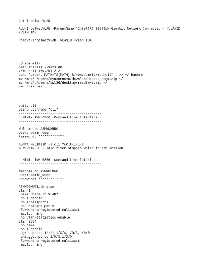 Managing VLANs with Moshell Commands | PDF