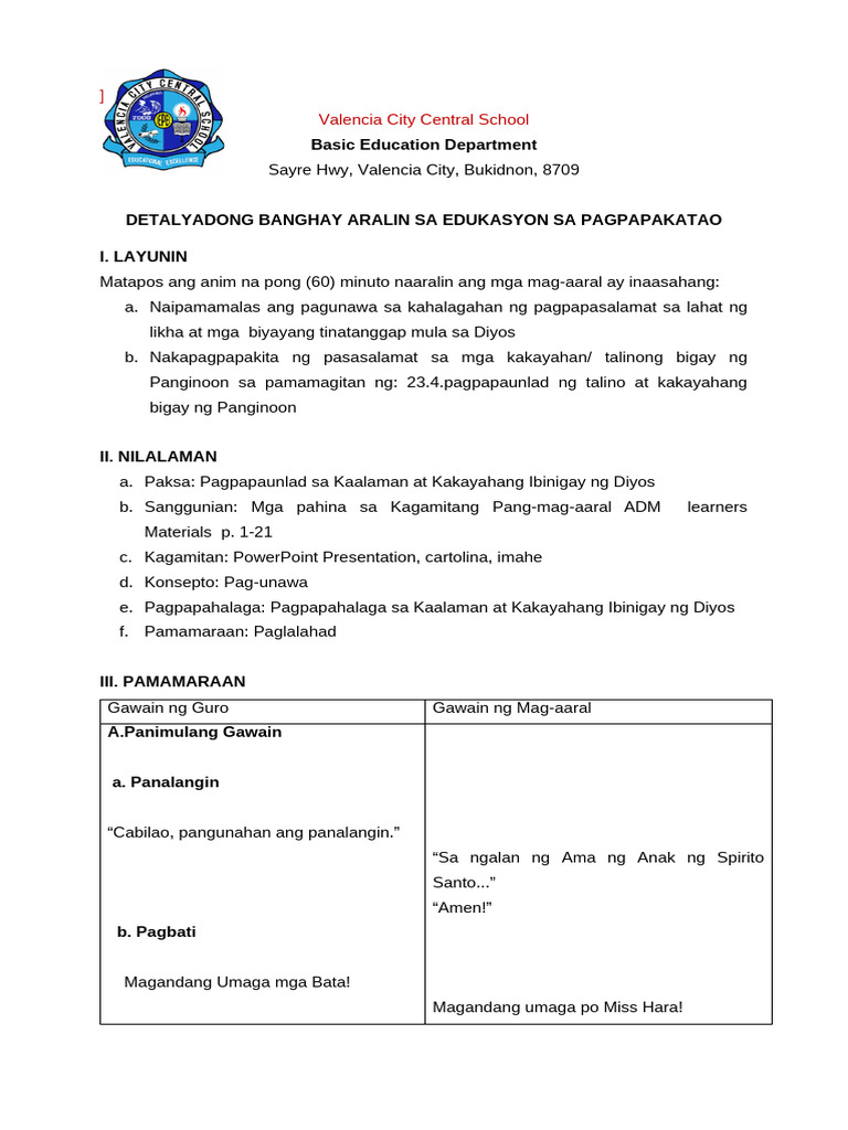 ESP Lessonplan 5 | PDF
