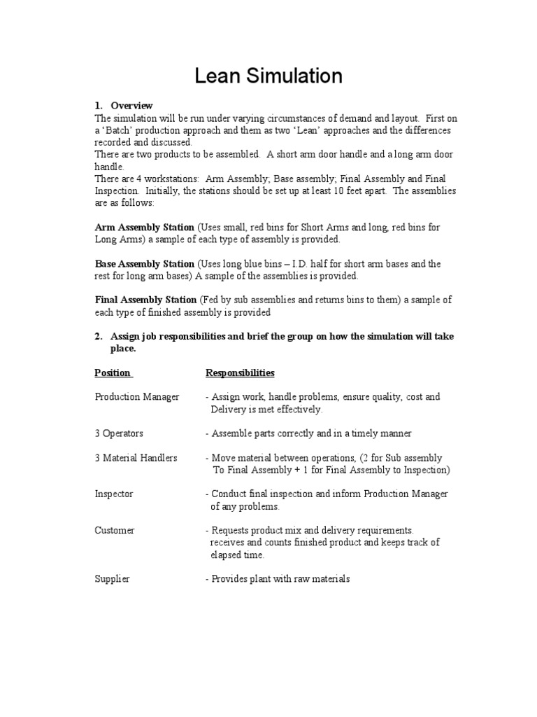 Lean Lego Simulation 8-4-04 | PDF | Inventory | Industries