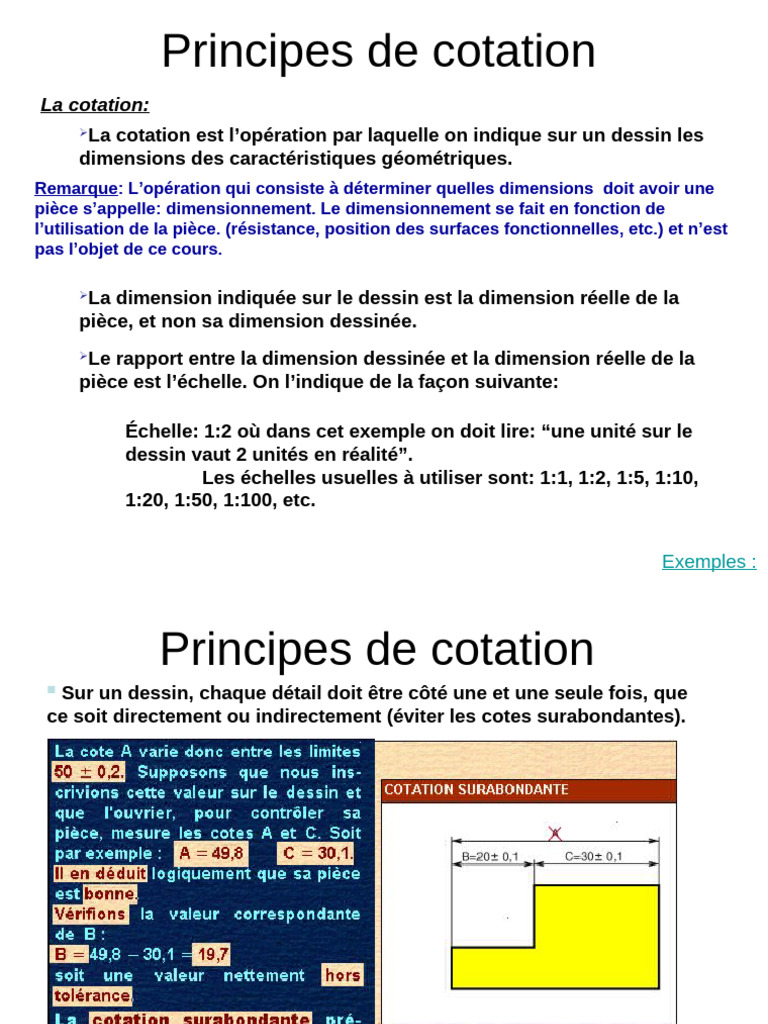 Principes et Notions de Cotation Technique | PDF | Tolérance ...