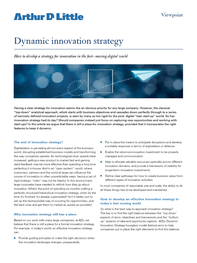 Adl Dynamic Innovation Strategy 0 | PDF | Innovation | Startup Company