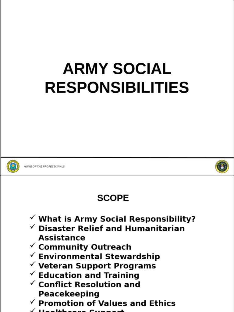 Army Social Responsibility Program | PDF | Humanitarian Aid | Emergency ...