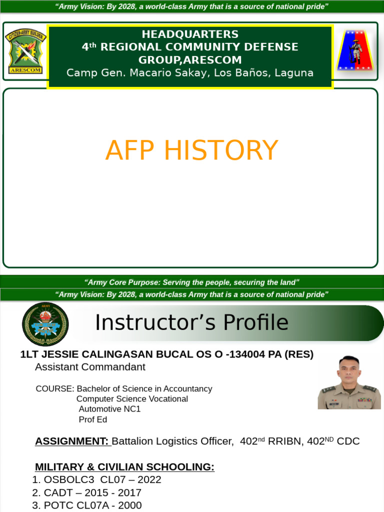 AFP History Organization PA PAF and PN Organization 1LT BUCAL | PDF ...