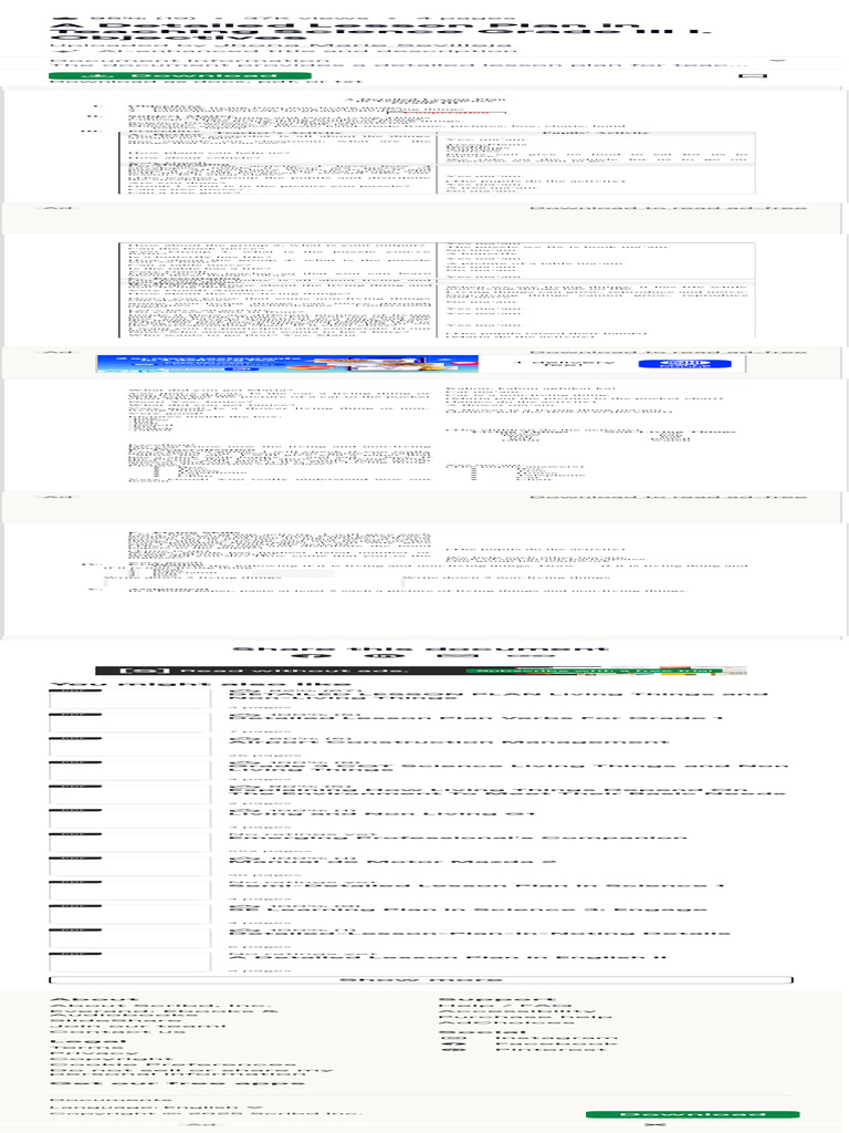 A Detailed Lesson Plan in Teaching Science Grade III I. Objectives PDF ...