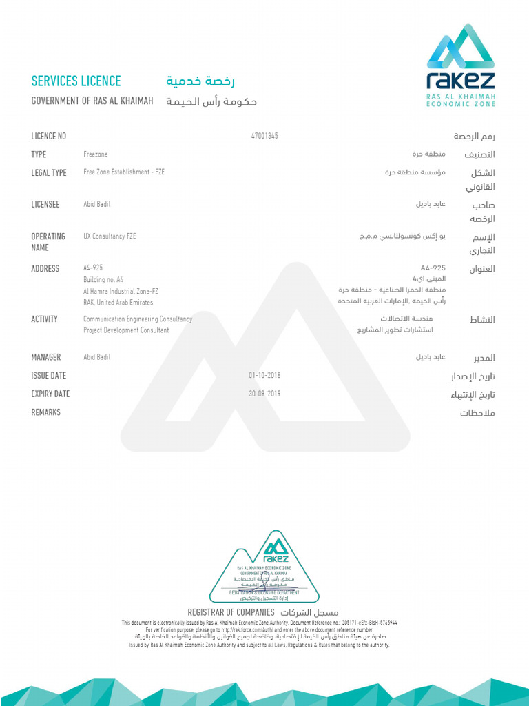 License - UX Consultancy FZE | PDF