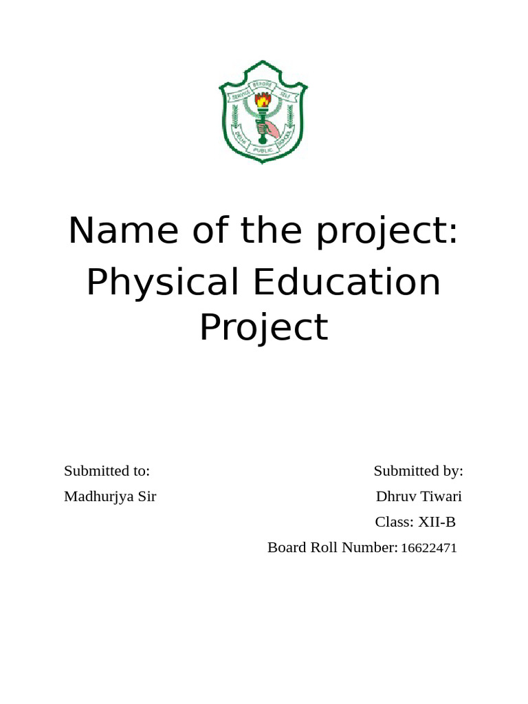 Physical Education Project by Dhruv Tiwari | PDF